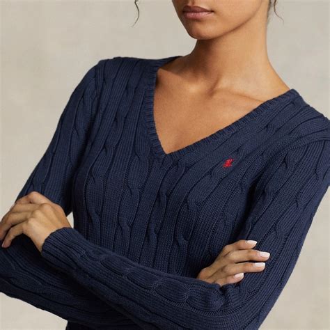 100 Original Ralph Lauren Women Sweater Fashionable Casual Solid Color