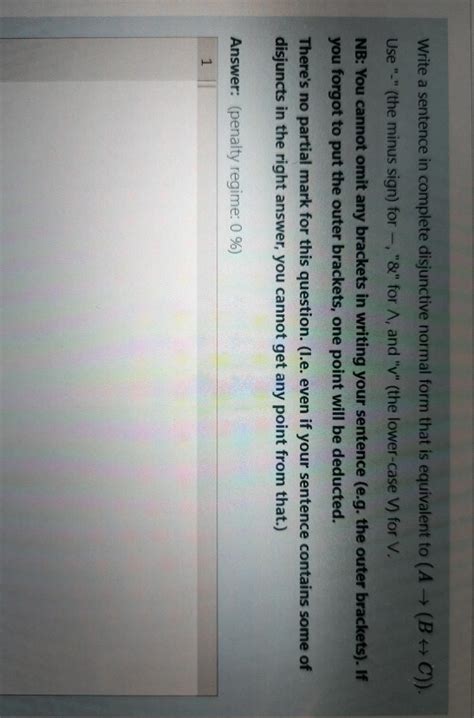 solved write a sentence in complete disjunctive normal form