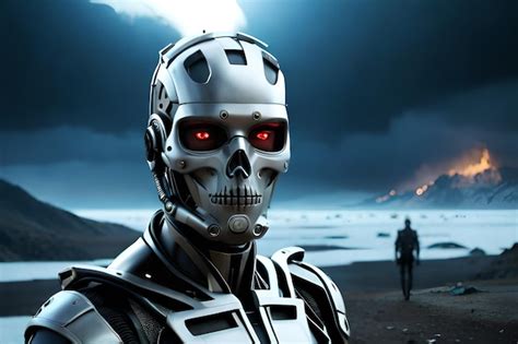 Premium Ai Image Terminator Salvation Robot Background Ai Generated