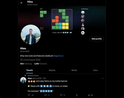 I Built Tetris Game On My Twitter Banner Rsideproject