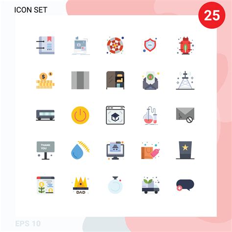 25 Thematic Vector Flat Colors And Editable Symbols Of Energy Security Printing Protection Color