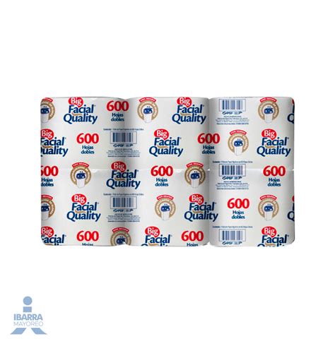 Papel Higienico Big Facial Quality 600 Hojas 1 Rollo Ibarra Mayoreo