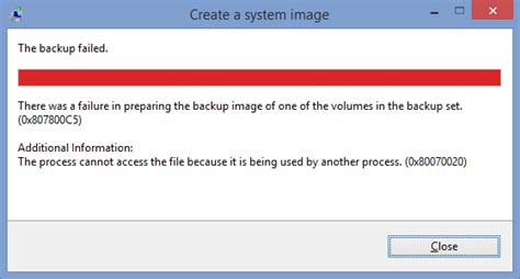 window system image backup fails error code 0x807800c5 microsoft qanda