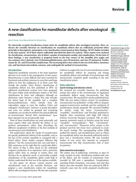 Mandibular Defects Pdf Oral And Maxillofacial Surgery Medicine