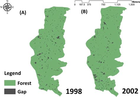 Spatial Distribution Of Gaps In A 1998 And B 2002 Esri Arcgis 102