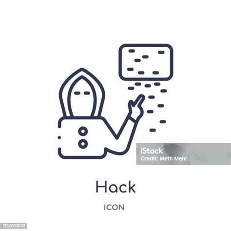 사이버 개요 컬렉션에서 선형 해킹 아이콘입니다 얇은 라인 해킹 벡터 흰색 배경에 고립 유행 그림을 해킹 날씬한에 대한 스톡 벡터 아트 및 기타 이미지 Istock