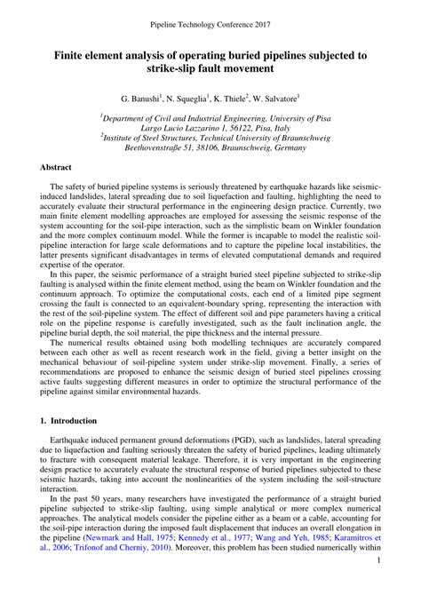 Pdf Finite Element Analysis Of Operating Buried Pipelines Subjected
