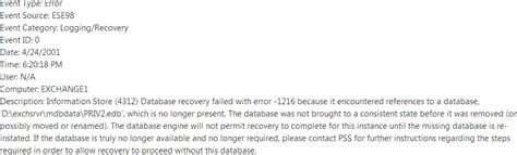 Fix Error 1216 Jet ErrAttachedDatabaseMismatch Or Error 0xfffffb40 In Exchange Server