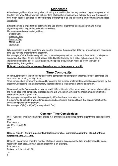 Algorithms And Time Complexity Notes LearnPick India