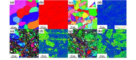 Ebsd Results Of Ifp Maps A C E G Phase Map B And Kam Maps D