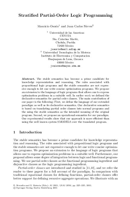 Pdf Stratified Partial Order Logic Programming