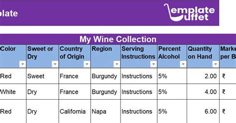 Wine Collection List Excel Template Easily Track Manage Your Wine List