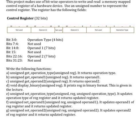 Solved This Project Makes Use Of Bit Wise Operators To Write