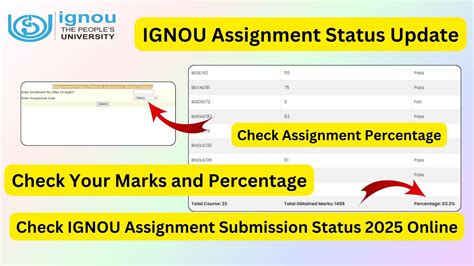 latest update on ignou assignment submission status 2025