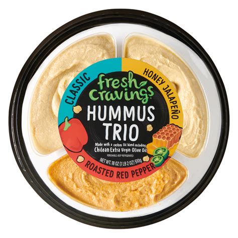 Aldi Fresh Cravings Hummus Trio Classichoney Jalapenoroasted Red