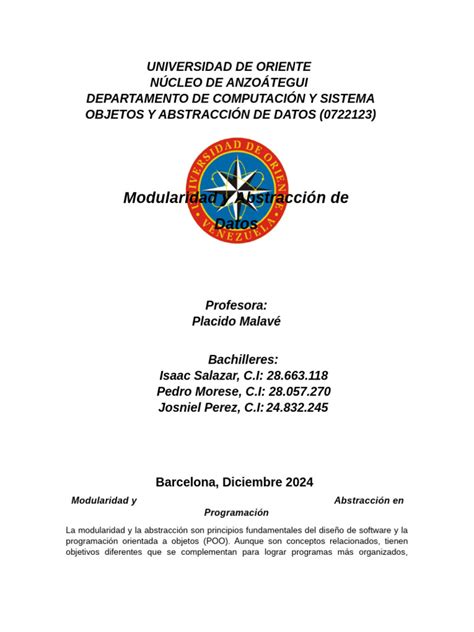 Modularidad Y Abstraccion Pdf Objeto Informática Programación