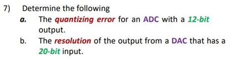 solved a 7 determine the following the quantizing error