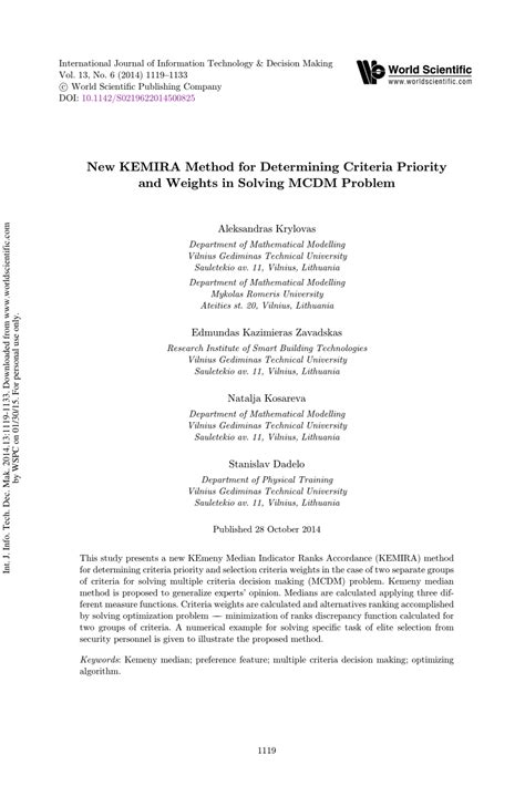 pdf new kemira method for determining criteria priority and weights