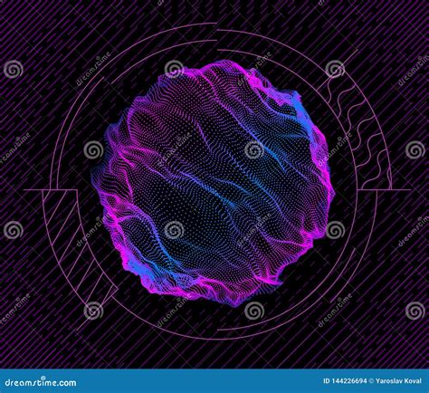 Sphere From Particles Wave Nodes 3d Sea Flow Stock Illustration