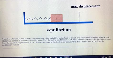 solved a block is attached to one end of a spring with the