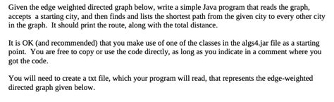 Solved Given The Edge Weighted Directed Graph Below Write A