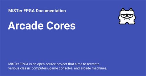 Arcade Cores Mister Fpga Documentation