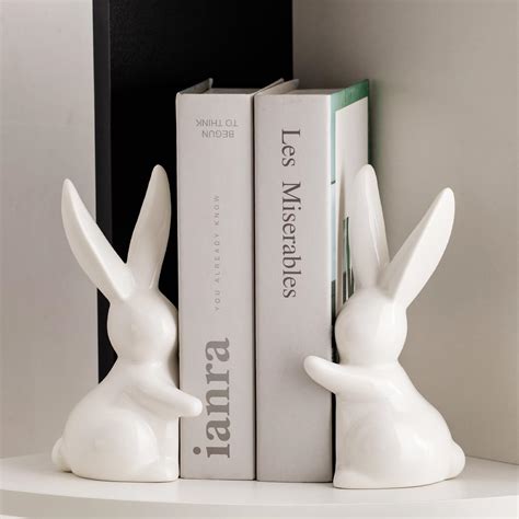 Decorative Ceramic Book Ends Quirky Rabbit Bookends Bunny Book