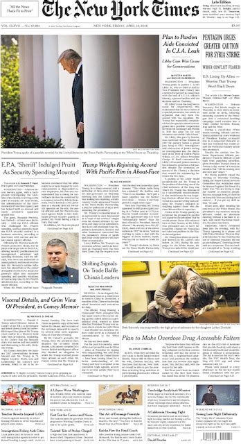 The New York Times International Edition In Print For Friday April 13
