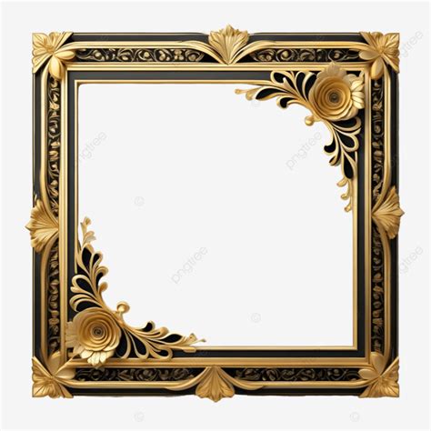 골든 블랙 럭셔리 프레임 Ai 생성 3d 사진 테두리 정사각형 사진 황금 Png 일러스트 및 이미지 에 대한 무료 다운로드 Pngtree