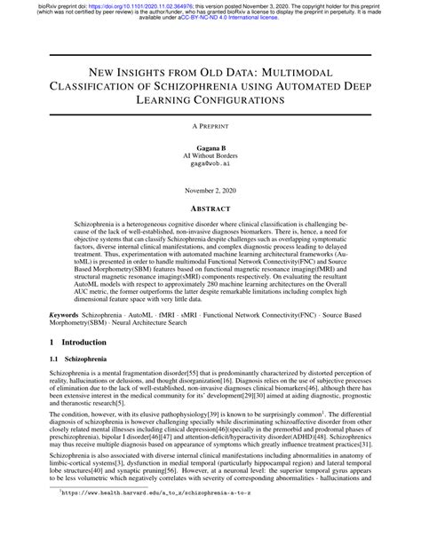 Pdf New Insights From Old Data Multimodal Classification Of Schizophrenia Using Automated