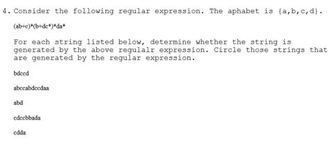 Solved 4 Consider The Following Regular Expression The