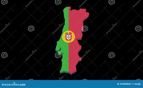 3d Map Of Portugal In The Colors Of The Portuguese Flag Flat Design