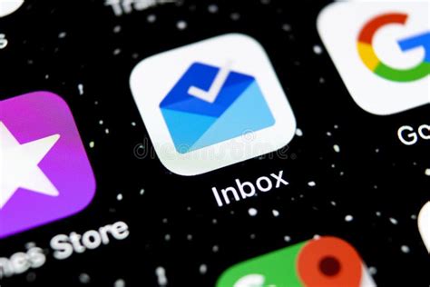 Google Inbox By Gmail Application Icon On Apple IPhone X Smartphone Screen Close Up Google
