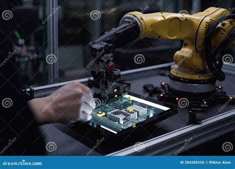 Smart Robot Arm System For Digital Factory Production Automation Manufacturing Robot Stock