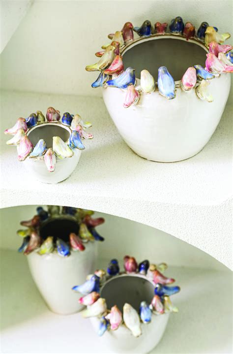 Osłonka Ceramiczna Z Ptaszkami Na Krawędzi Brin L Ptmd Zielona Fabryka