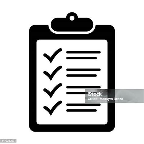 클립보드 및 체크리스트 아이콘입니다 프로젝트 관리 설문지 아이콘입니다 웹 사이트 및 앱 디자인에 대한 목록 벡터 아이콘을 수행합니다 노트에 대한 스톡 벡터 아트 및 기타