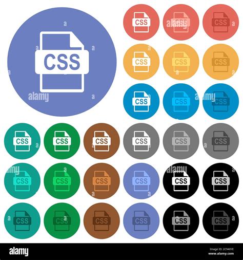 Css File Format Multi Colored Flat Icons On Round Backgrounds Included White Light And Dark