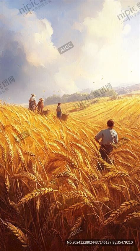 Ai创作图芒种h5画面 收割小麦插画 收割青稞插画 收谷种庄稼田地劳作 扬谷丰收插画 小麦产品插画 麦黄时节 芒种丨二十四节气插画 小麦种植插画 芒种插画场景 青稞插画 麦熟时节 夺麦图 黍离
