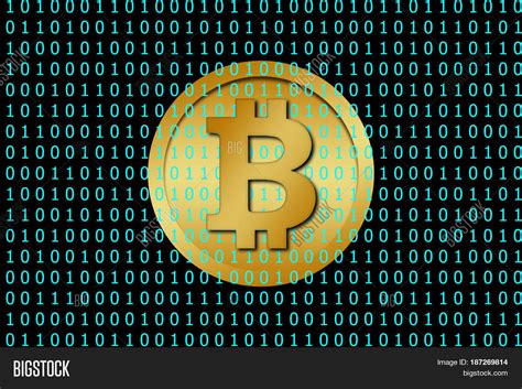 Bitcoin Cyan Color Binary Code Image Photo Bigstock