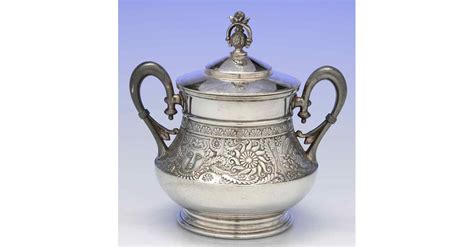Assyrian Head Silverplate Hollowware Sugar Bowl And Lid By