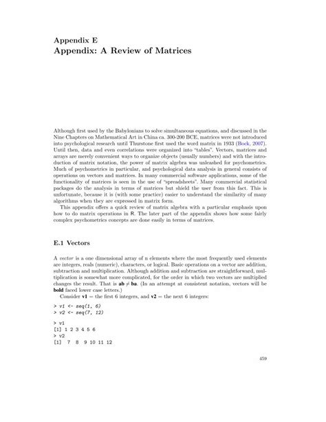 Pdf Appendix E Appendix A Review Of Matricesappendix E Appendix A