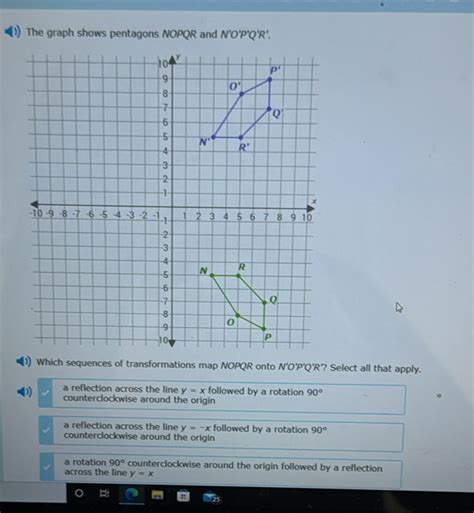 solved the graph shows pentagons nopqr and n o p q r which sequences