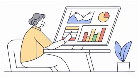 A Data Analyst Reviewing Financial Charts On A Computer Vector Design Generative Ai Stock