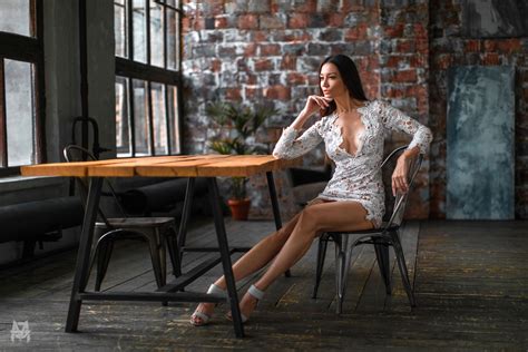 Free Download Hd Wallpaper Women Mihail Gerasimov White Dress