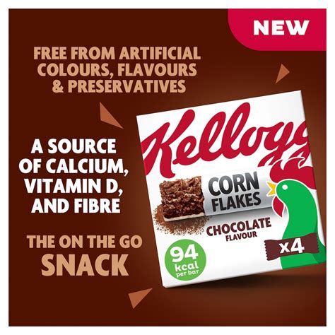 Kelloggs Corn Flakes Chocolate Cereal Milk Snack Bars 4x24g Tesco