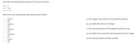solved consider the following declarations in the main