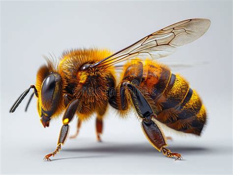 A Bee Is Standing On A Gray Surface Stock Image Image Of Megachilidae