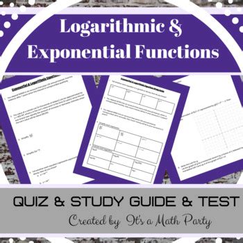 Exponential And Logarithmic Functions ASSESSMENTS By It S A Math Party