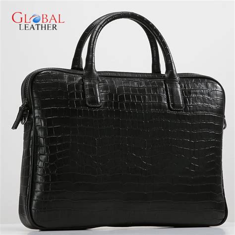 Crocodile Leather Laptop Bag Men Women Global Leather