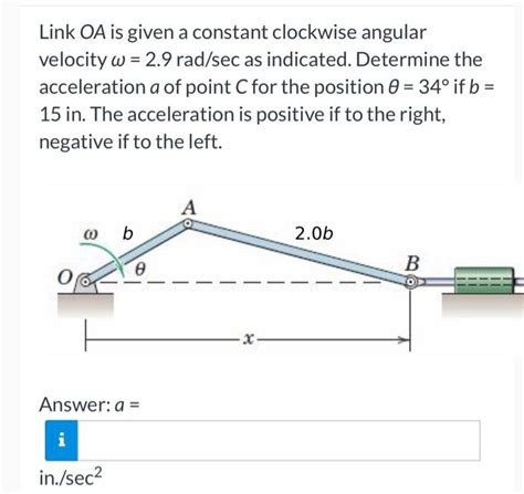 solved link oa is given a constant clockwise angular